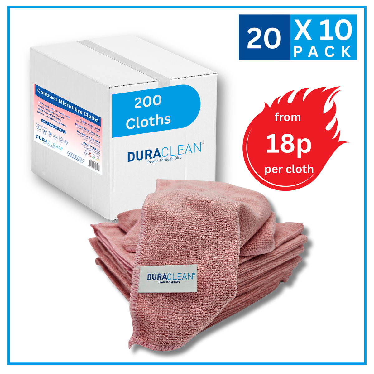 Red Microfibre Cloths – 10-Pack (Case of 20) – Bulk for Sanitary ...